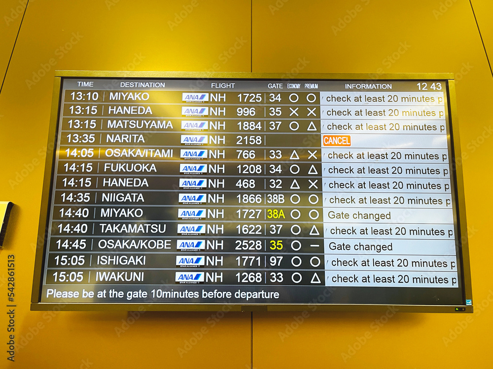 Timetable of ANA flights of Naha International Airport , Okinawa, Japan ...