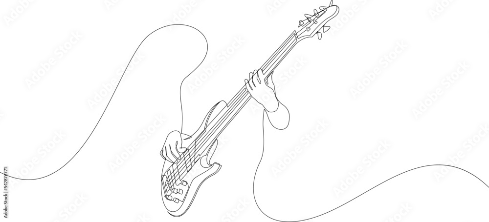 Continuous line drawing of a man playing guitar musician. Minimalist ...