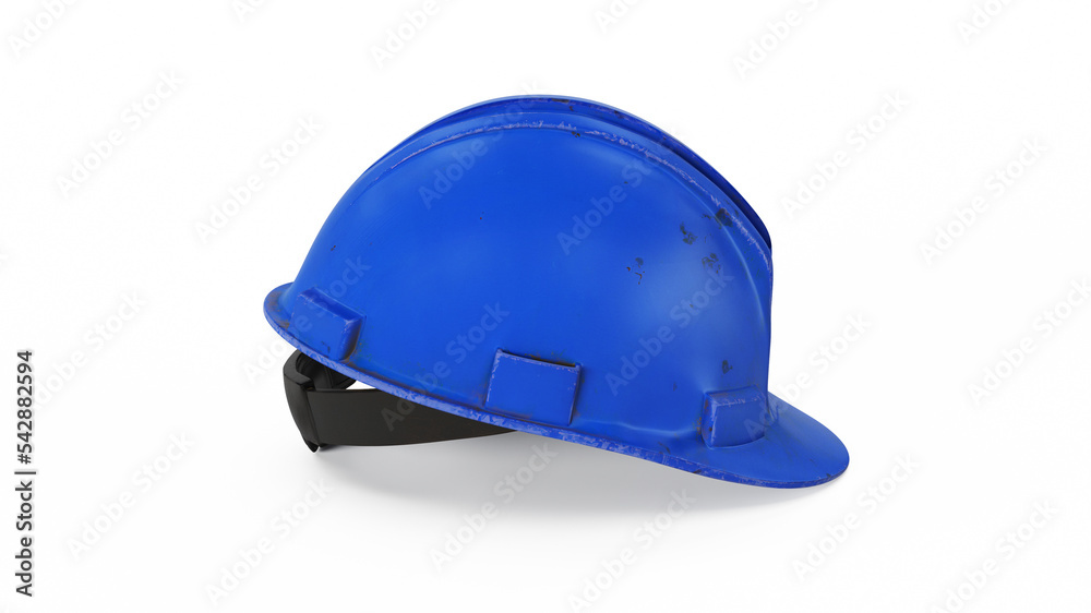 Blue construction helmet, side view isolated on white background Stock ...