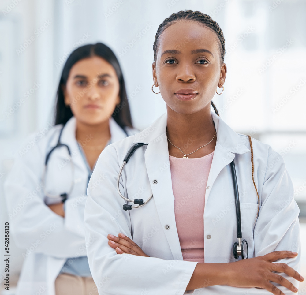 Healthcare, women and success, doctors with leadership mindset in ...