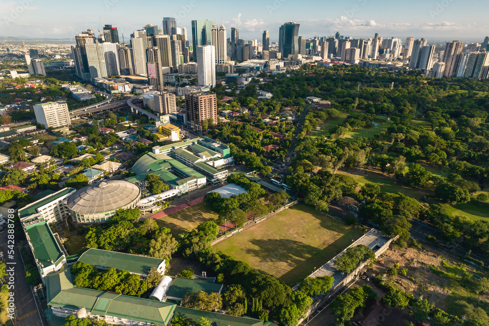 Metro Manila, Philippines - Aerial of La Salle Green Hills and the ...
