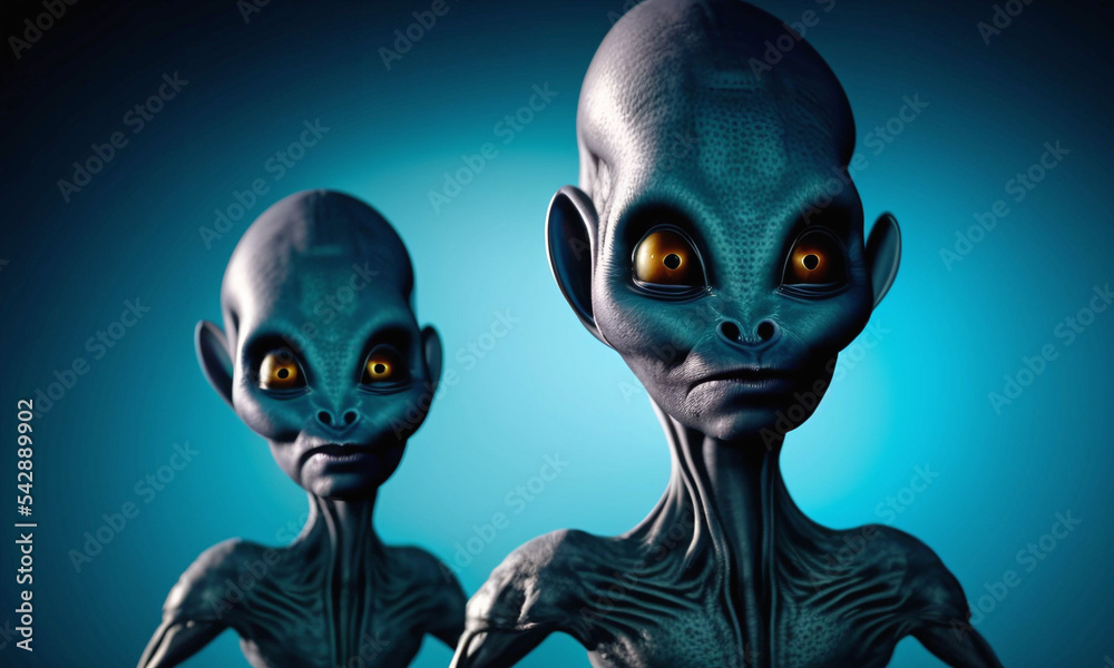 fantasy illustration of gray alien lifeform from reticuli system with ...