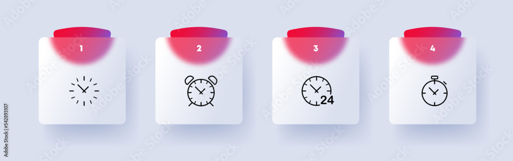 Clocks set icon. Punctuality, alarm clock, hour, minute, planning ...