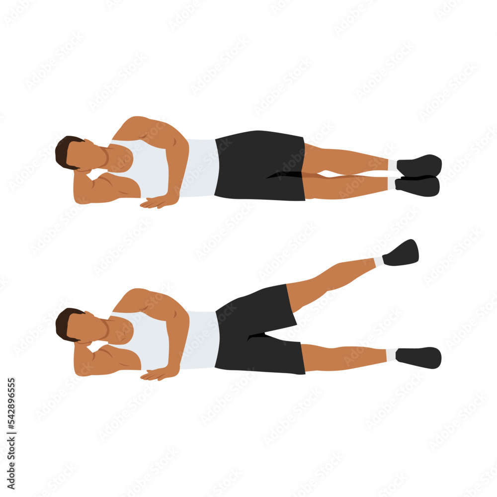 Man doing Lying side leg lifts or lateral raises hip abductors or ...