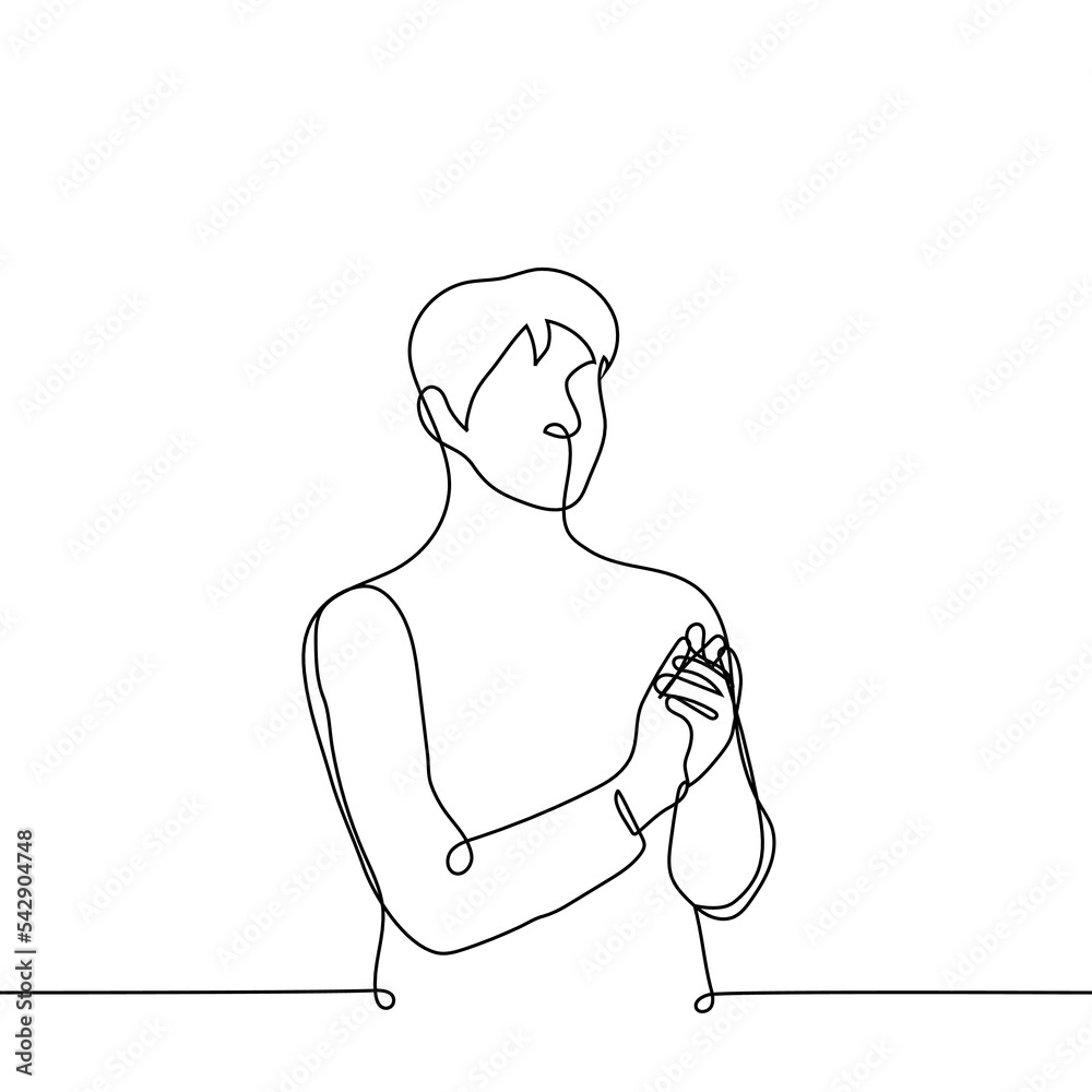 man standing and clapping his hands - one line drawing vector. applause ...