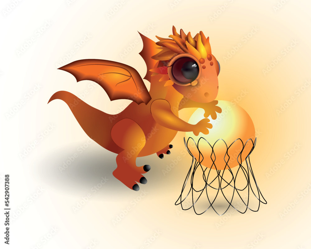 dragon with a ball Stock Vector | Adobe Stock