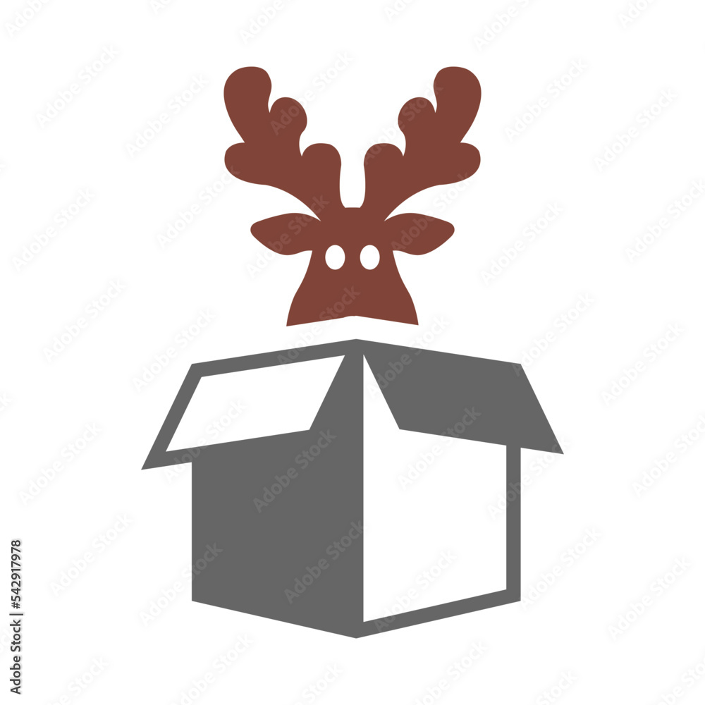 Logo regalo de navidad. Icono aislado con silueta de caja de cartón ...