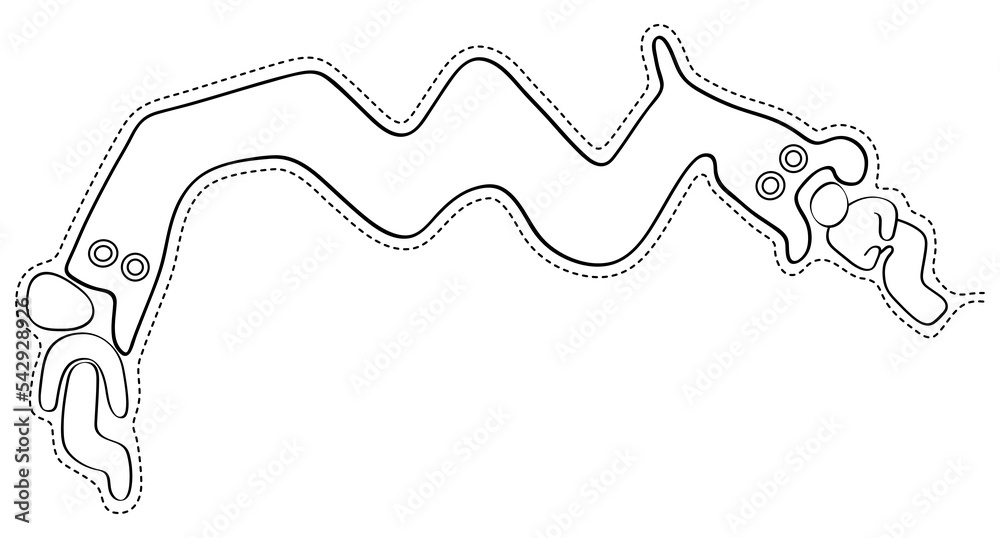 Two-headed snake devouring two humanoid figure, geoglyph the snake from ...