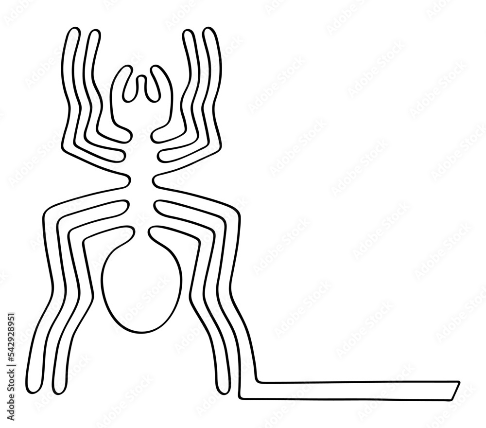 Geoglyph of the spider from Nazca, Nazca lines, Peru Stock Vector ...