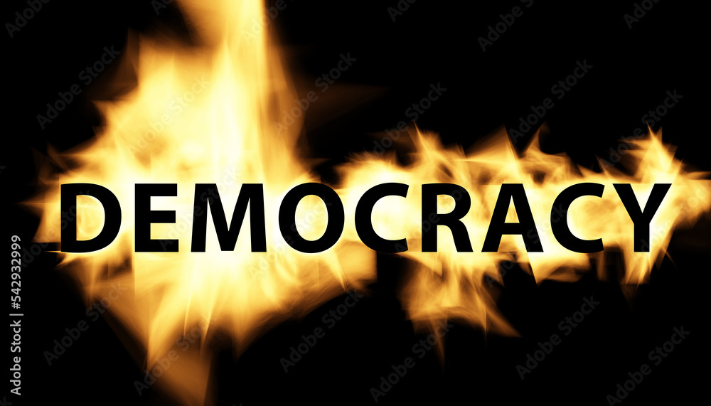 Democracy graphic text with flame fire effect Stock Illustration ...
