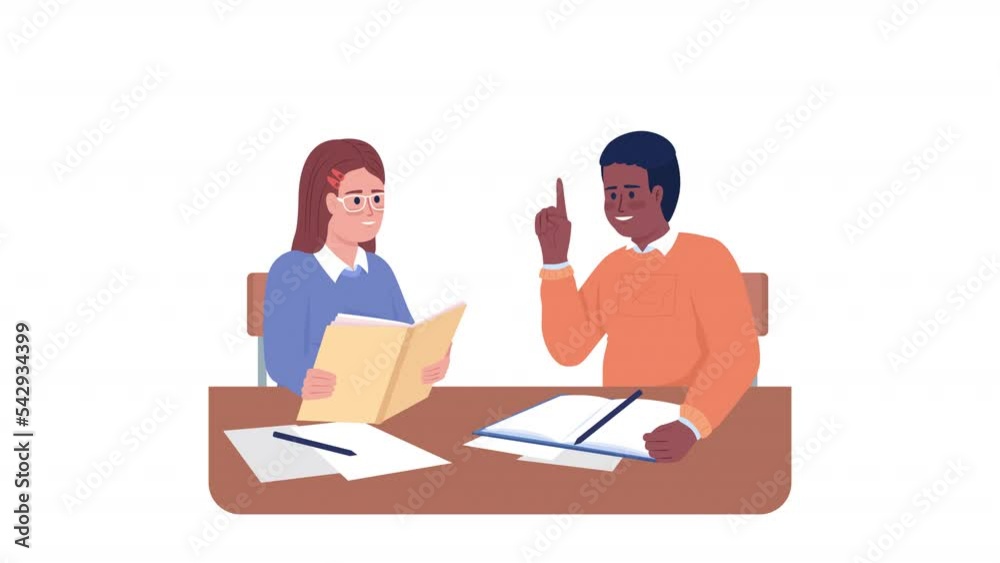 Animated highly motivated characters. Study with partner. Full body ...