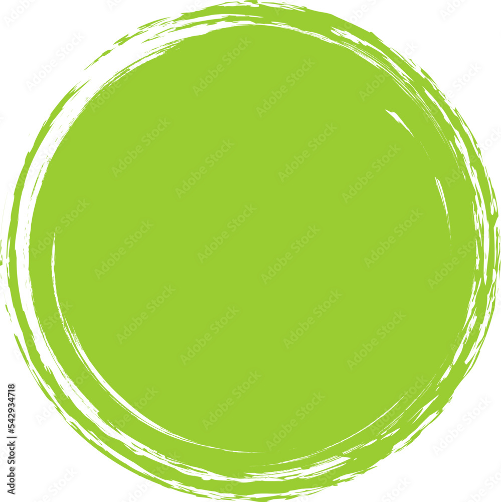 Green brush circle. Round stamp vector isolated on background. Painted ...