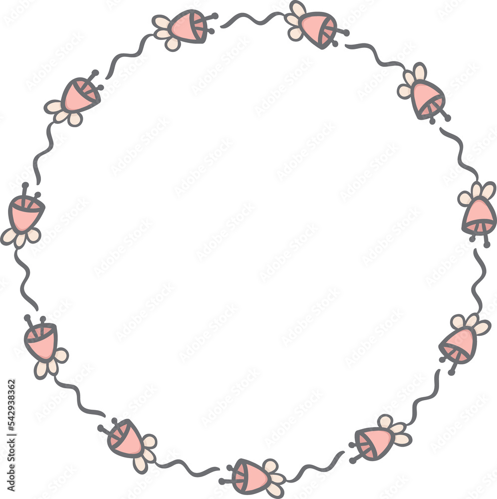 Cartoon clipart frame flower round vintage Stock Illustration | Adobe Stock
