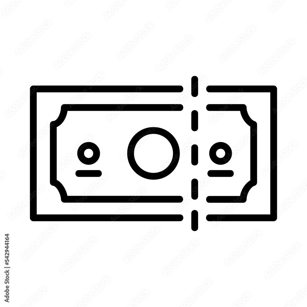 vector illustration of editable money cut icon with black outline ...