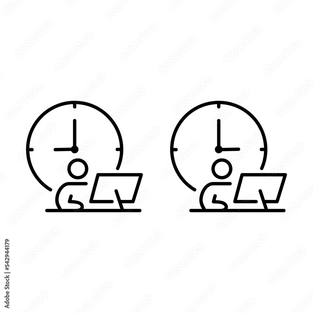 vector illustration of editable working hours icon with black outline ...