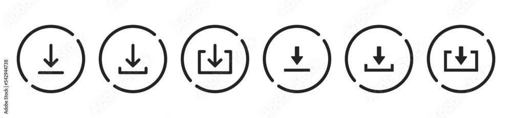 Black download upload button icon. Upload icon. Down arrow bottom side symbol. Click here button ...