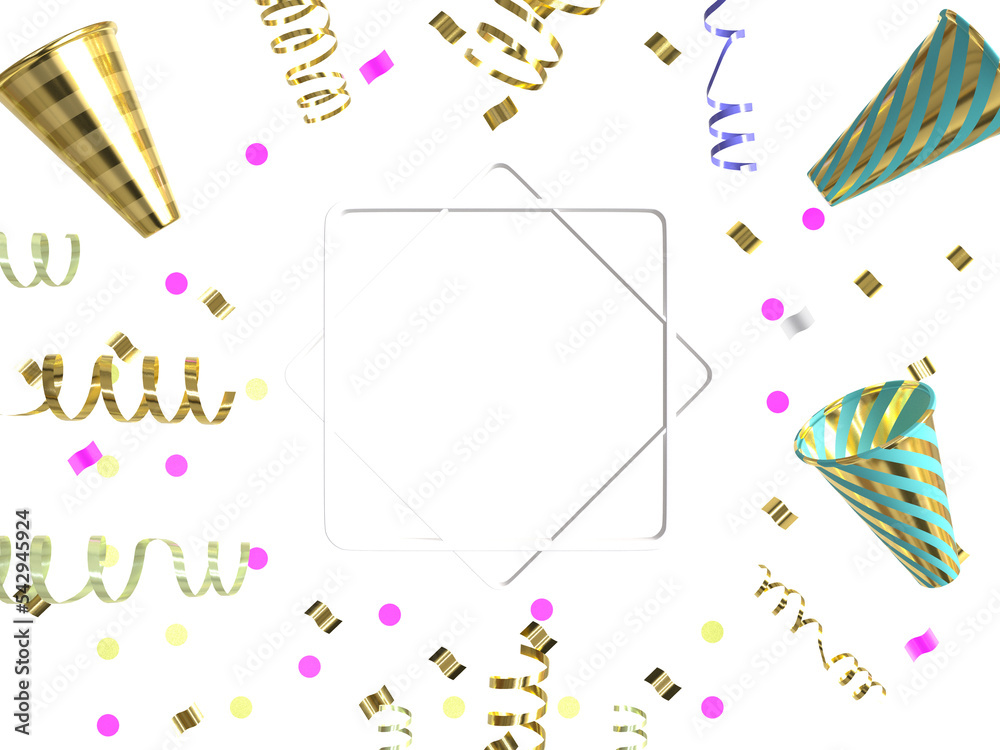 Happy birthday frame icon 3d render cutout Stock Illustration | Adobe Stock