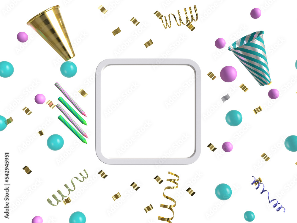 Happy birthday frame icon 3d render cutout Stock Illustration | Adobe Stock