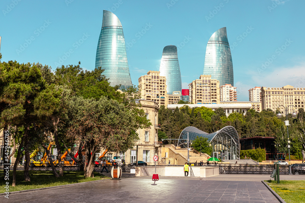 Baku Flame Towers is the tallest skyscraper in Baku, Azerbaijan ...