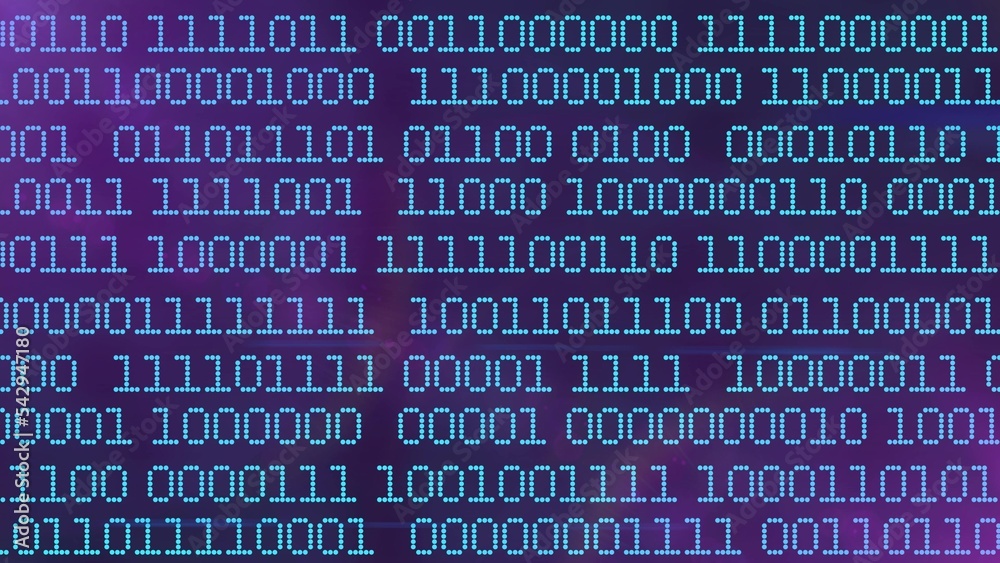 Binary Code Matrix Background With Blue Digits On Screen Algorithm Binary Data Code
