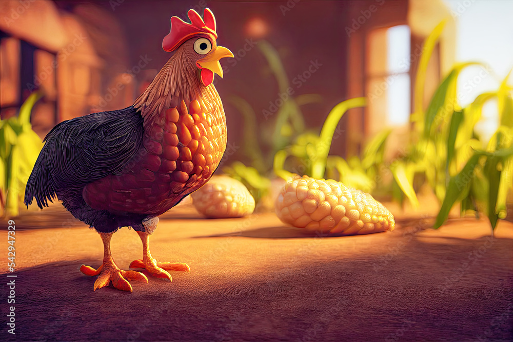 Huhn Maishuhn Huhn aus Mais Chicken in the Corn Karikatur Cartoon ...