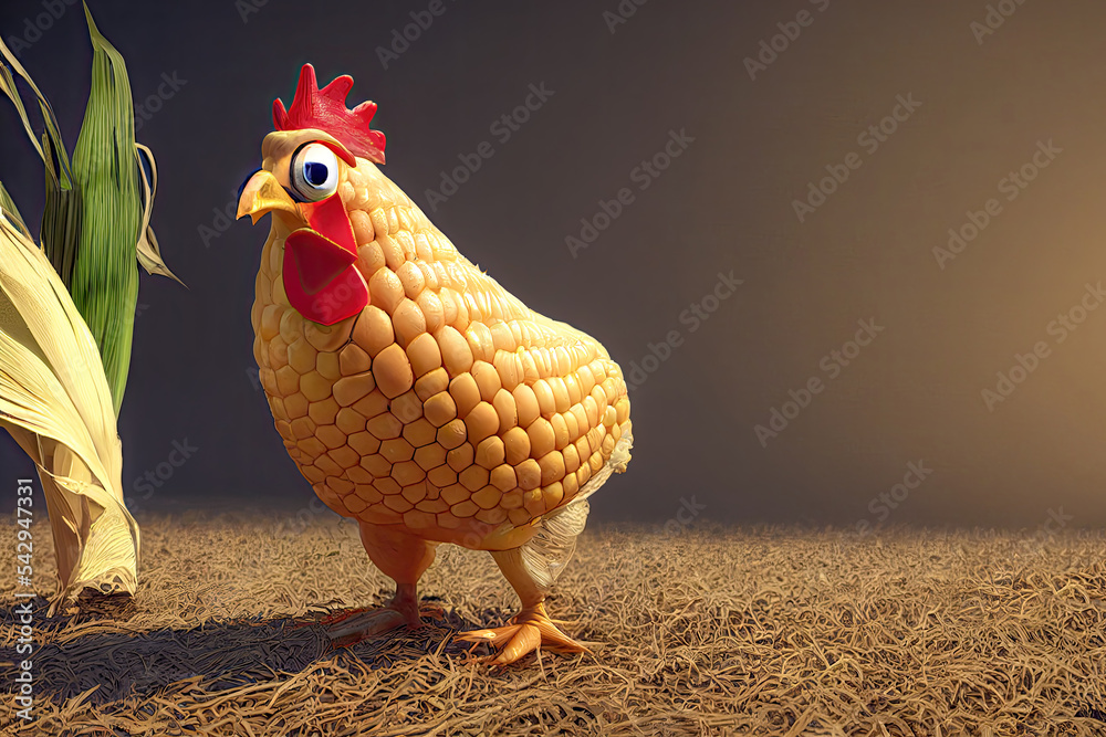 Huhn Maishuhn Huhn aus Mais Chicken in the Corn Karikatur Cartoon ...