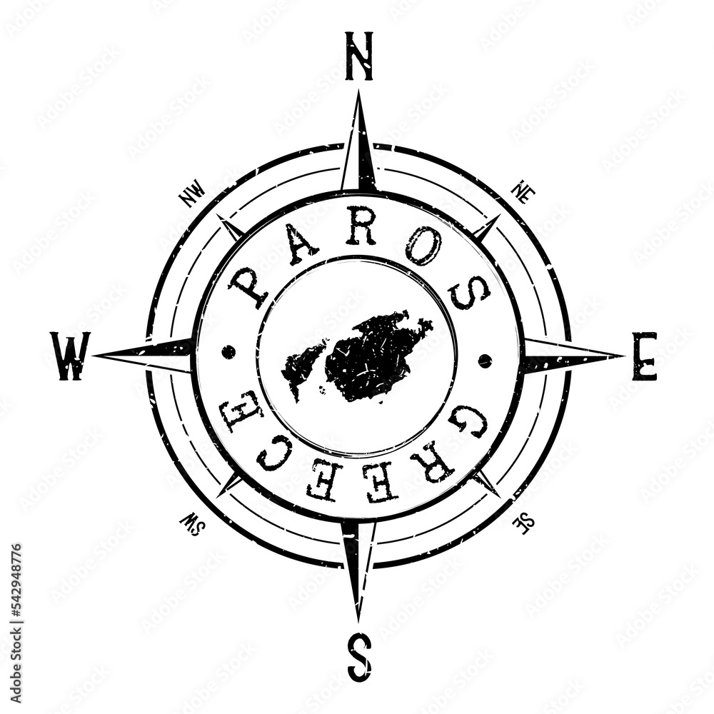 Paros, Greece Stamp Map Compass Adventure. Illustration Travel Country ...