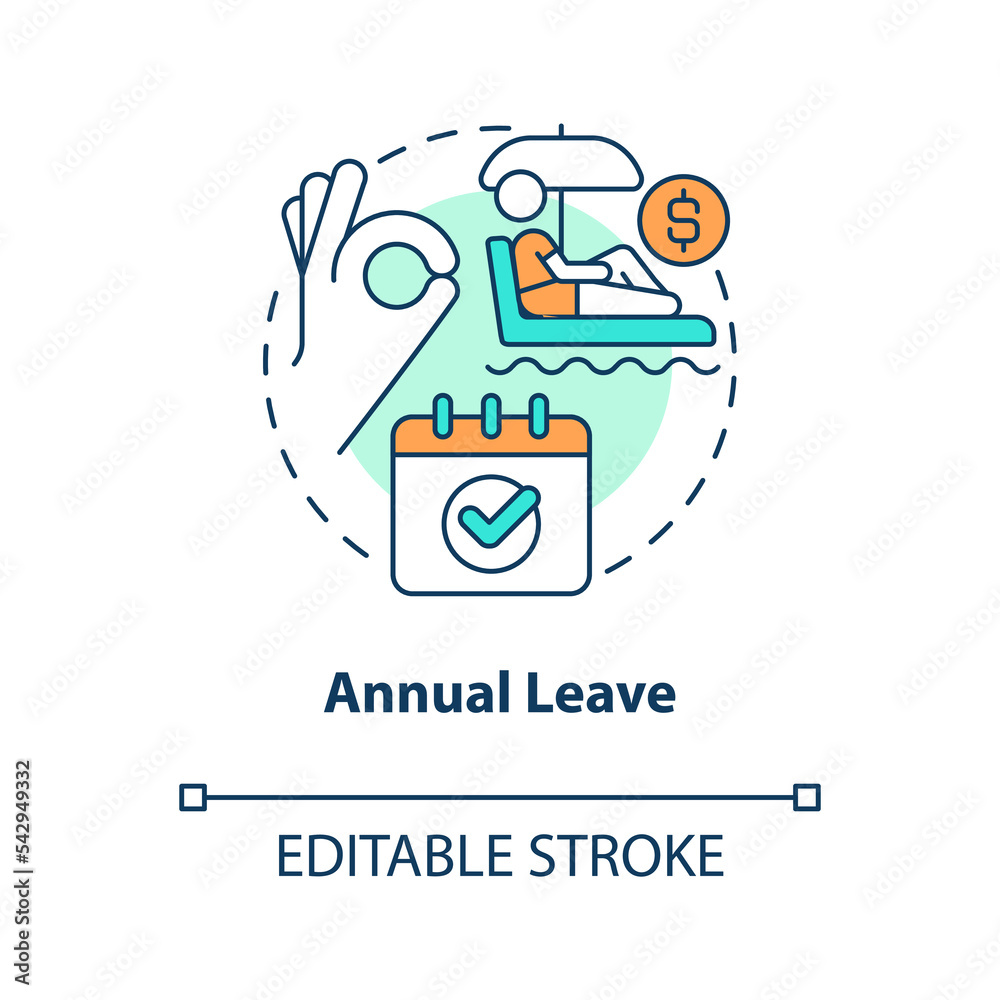 Annual leave concept icon. Time off from work. Holiday entitlement ...