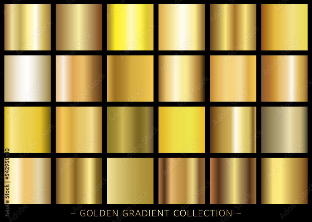 Golden gradient collection, modern combinations of colors and shades ...