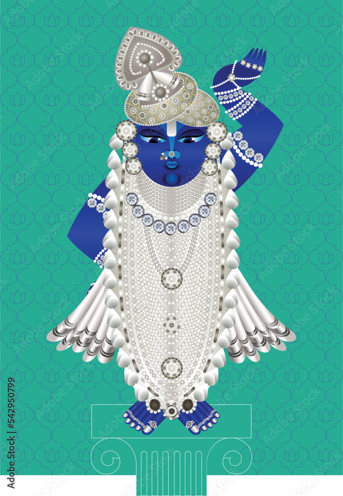 Shrinathji or Lord Krishna as Pichwai folk painting Stock Vector ...