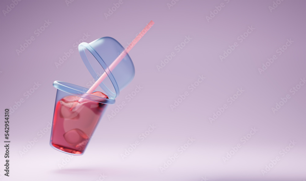 Disposable cup with lemonade. Detailed plastic lemonade cup banner or ...