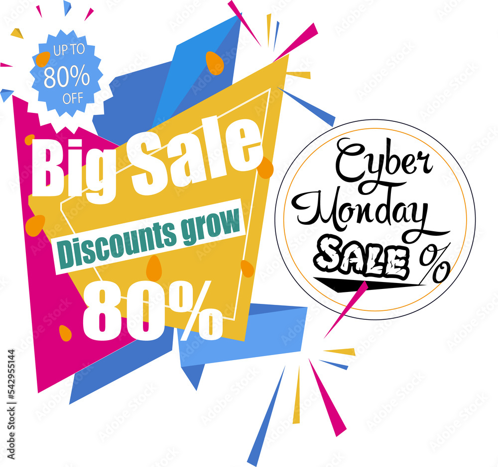 Cyber Monday sale website display with hang tags png promotion. Png of ...