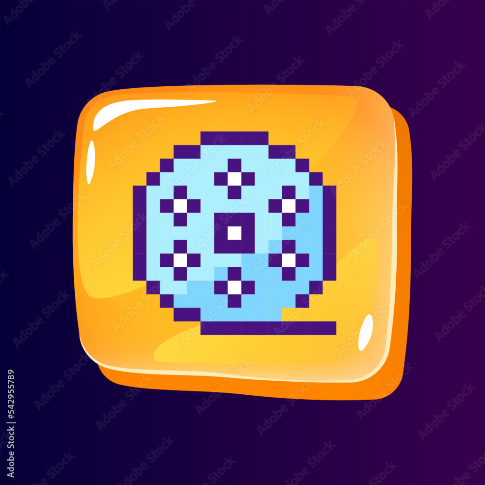 Film reel glossy ui button with pixelated color icon. Cinema tickets ...