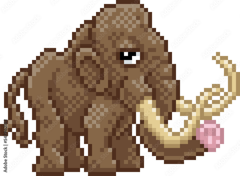 Woolly Mammoth Pixel Art Video Game Cartoon Stock Illustration | Adobe ...