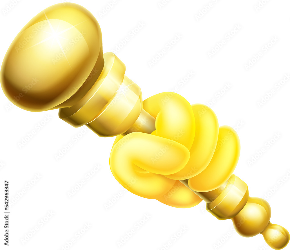 Hand holding a Gold Cartoon Royal Sceptre Icon Stock Illustration ...