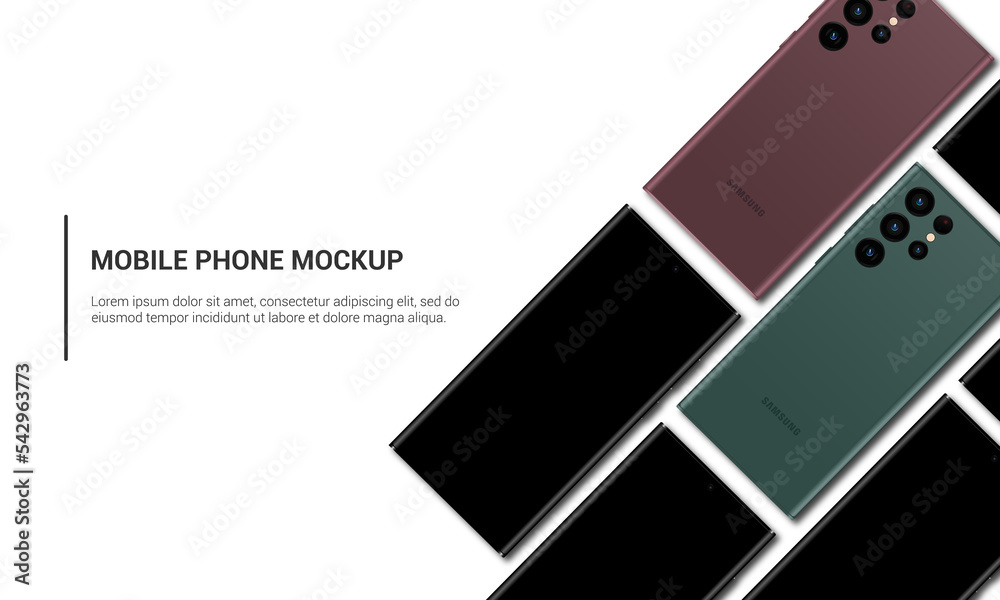 Realistic Samsung Galaxy S22 Ultra screen mockup, banner on transparent ...
