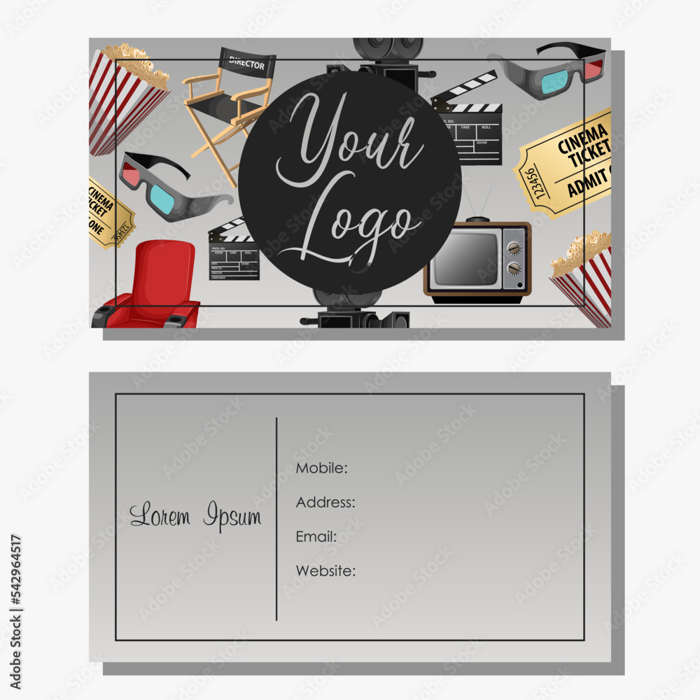 Vector templates cards two sides of one postcard. Cinema tools ...