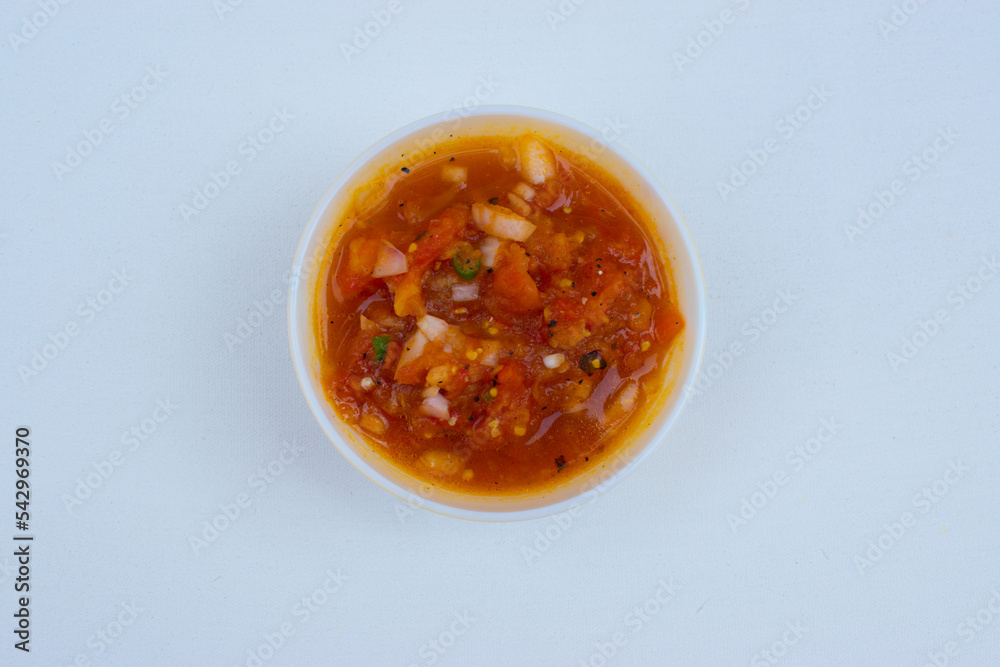 Salted Tomato chutney dip or salsa with roasted tomato, onion, green ...