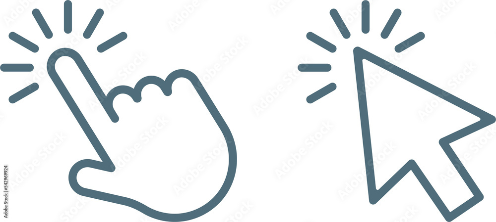 Computer mouse click cursor gray arrow icons set and loading icons ...