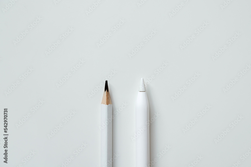 electronic stylus and wooden plain pencil, technology development ...