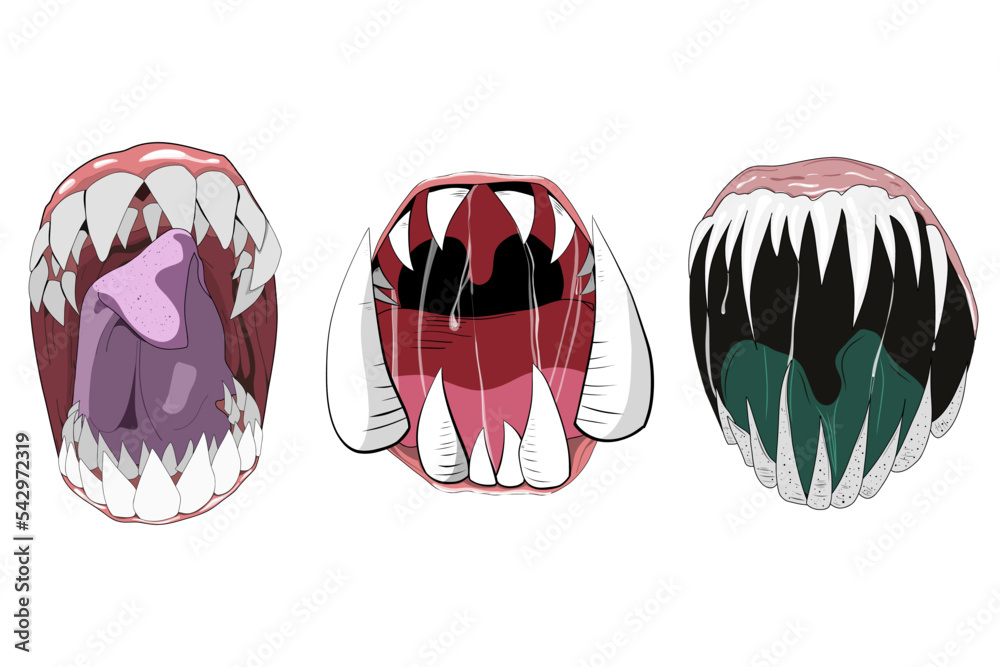 Monster Mouths Funny Facial Expression Open Mouth With Tongue And