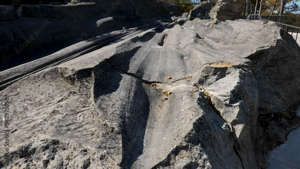 Glacial grooves on Kelley's Island, Ohio. Limestone bedrock with ...