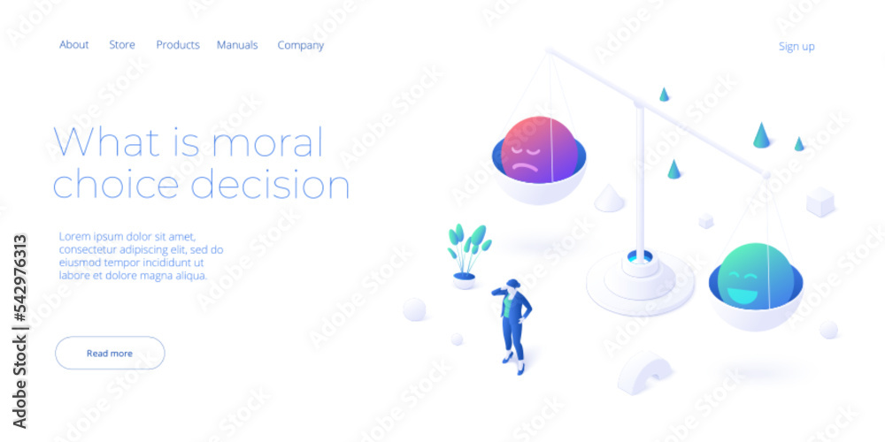 Moral decision concept in isometric vector design. Person ethics ...