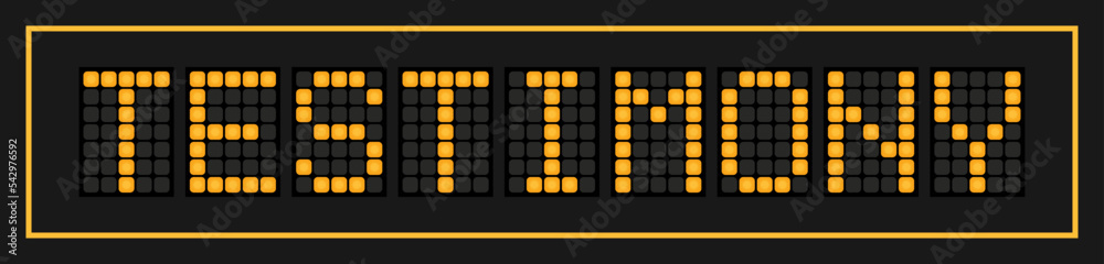 Orange color led banner in word testimony on black background Stock ...