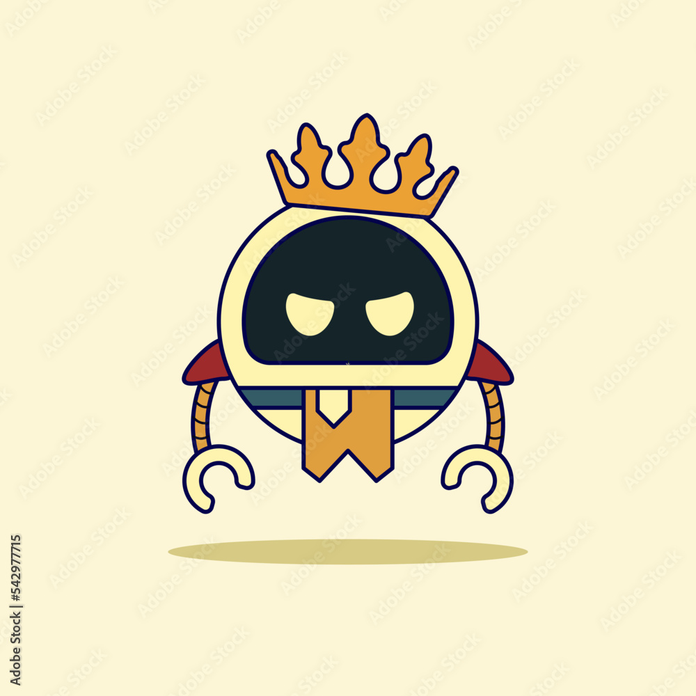 Cute mascot circle robot wearing a crown cartoon icon illustration ...