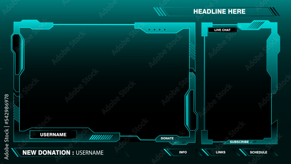 Game live stream interface overlay frames for gamer broadcast. Online ...