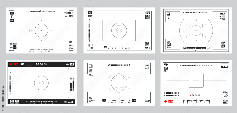 Display frame of video and photo camera. Viewfinder screen. Camcorder ...