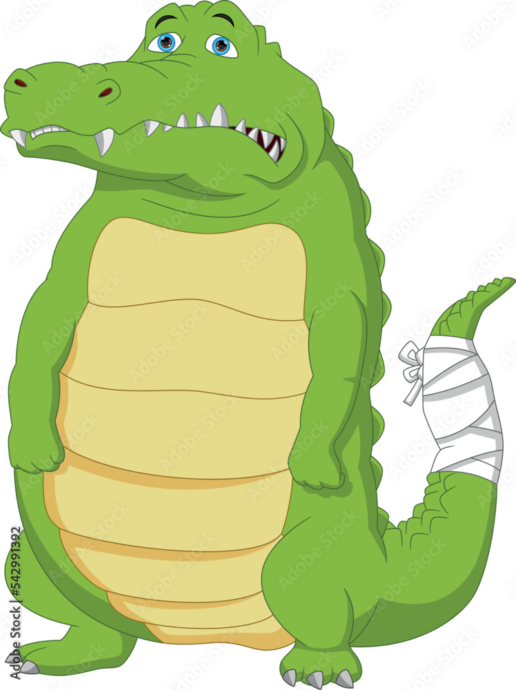 cartoon sad crocodile sick in the tail Stock Vector | Adobe Stock