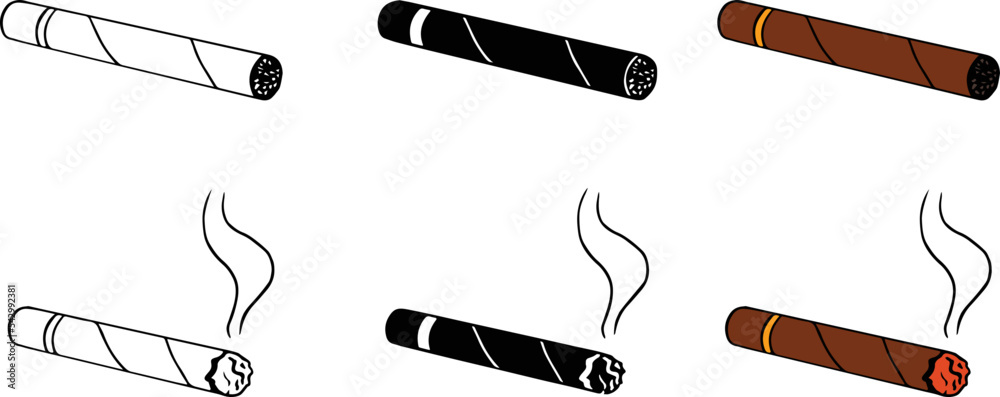 Smoking Cigar Clipart - Outline, Silhouette & Color Stock Vector ...