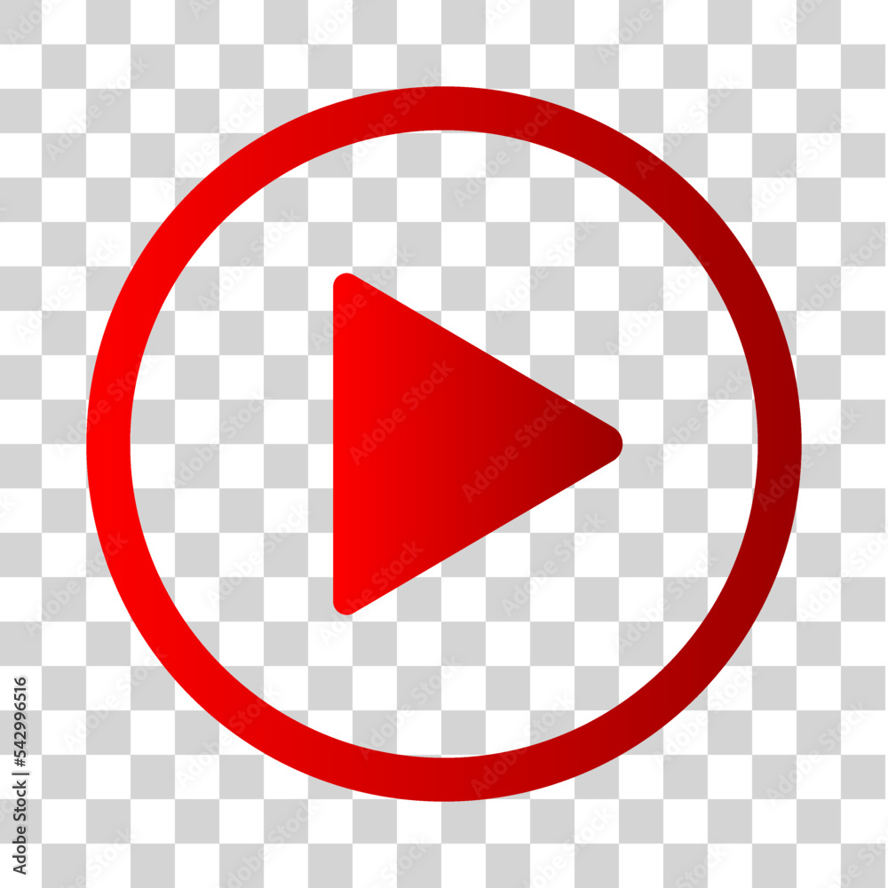 Red Video Play Button Icon Isolated on Transparent Background. easy to ...